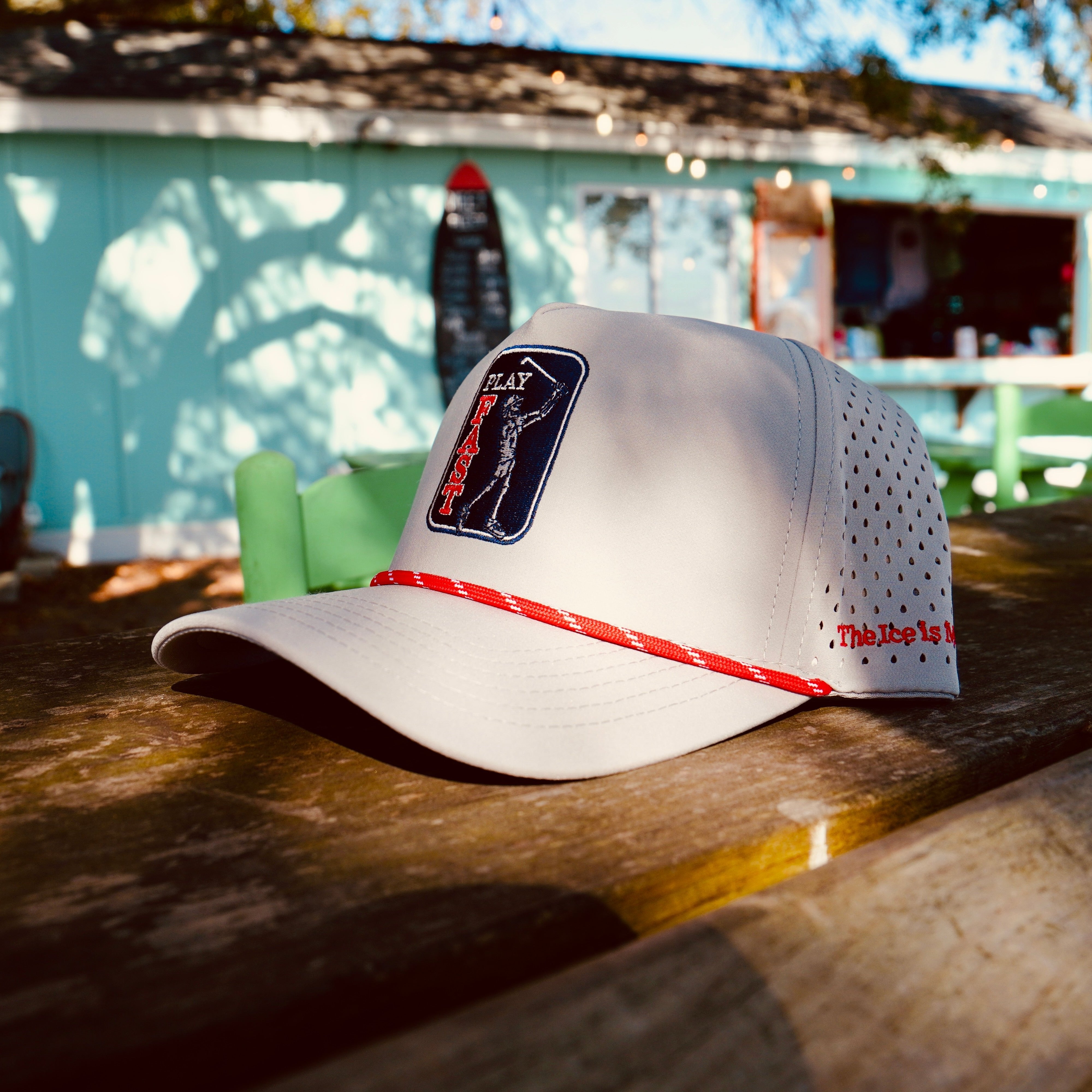 Play Fast Performance Rope Hat Grey with Red Rope – The Salty Golfer