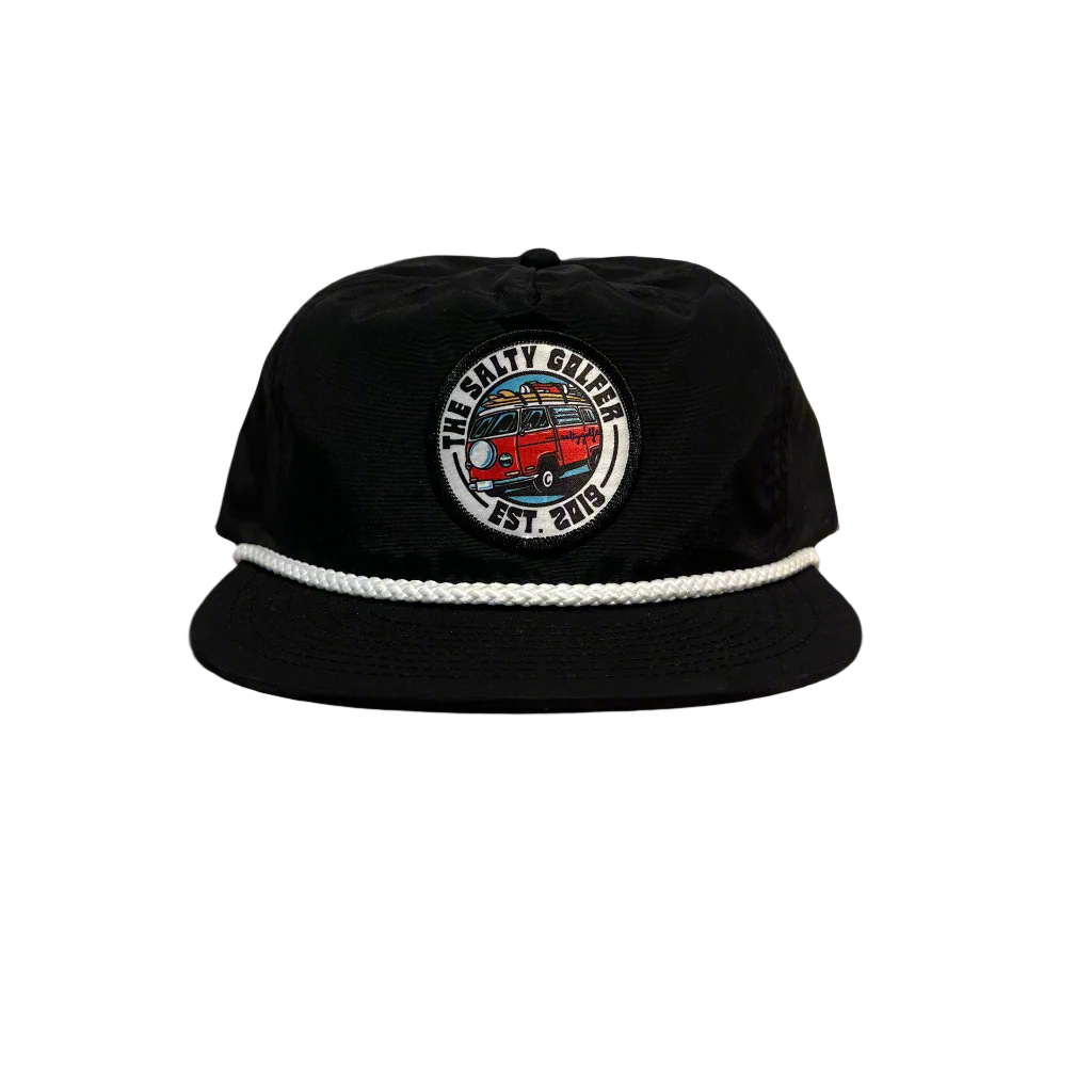 Hippie G "Blackbeard" Patch hat with white rope (black) – The Salty Golfer